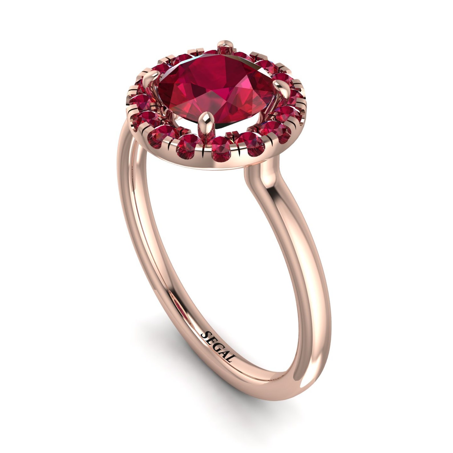 1ct Lab Created Ruby Engagement Ring Rose Gold Lab Created Ruby Red ...