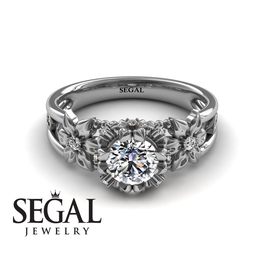 Flower Platinum Engagement Ring Floral Ring Flower Engagement Ring ...