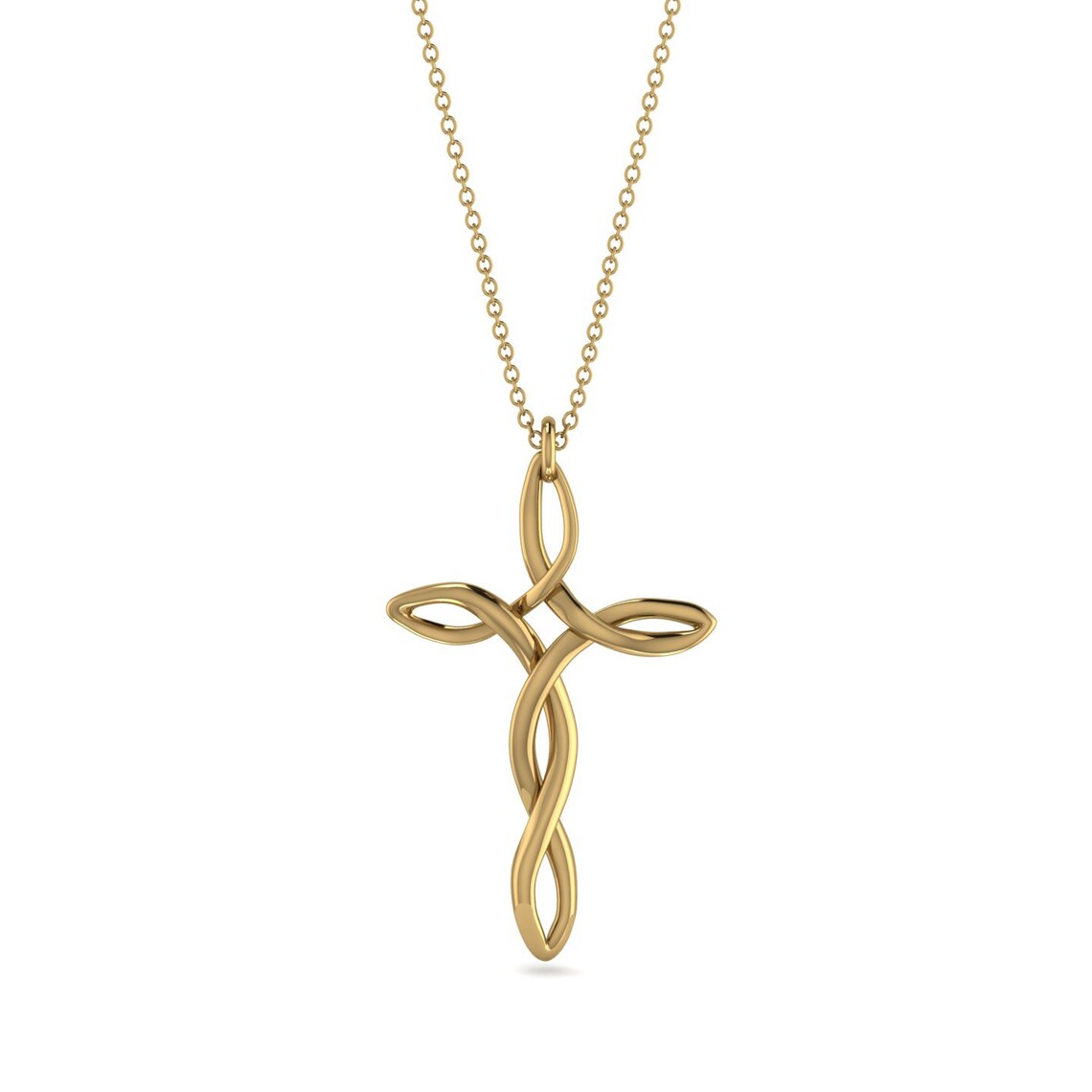 Swirl Cross Necklace Gold 14K-18K Gold Swirl Necklace Cross Pendant ...