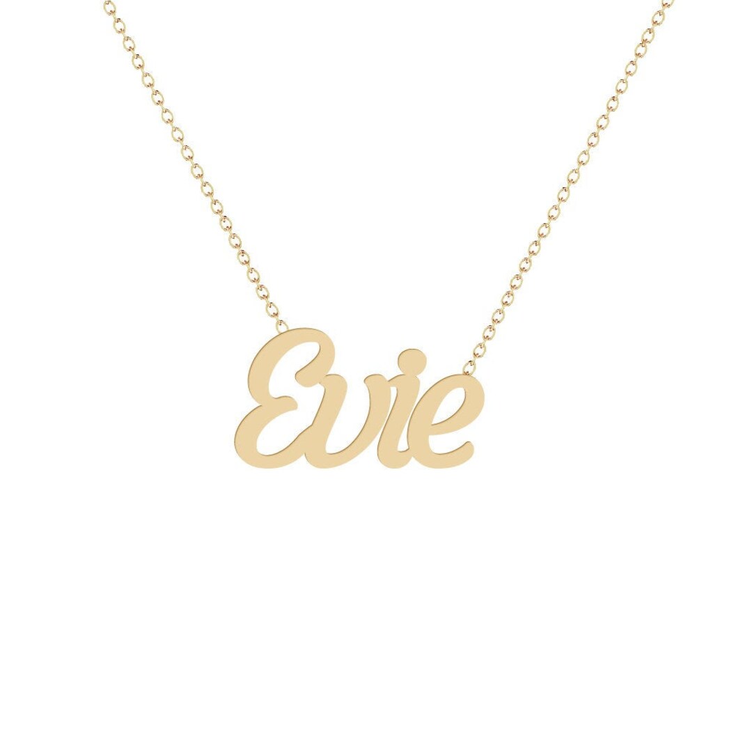 14K Gold Evie Name Necklace Rose Gold - Yellow Gold - White Gold Name ...