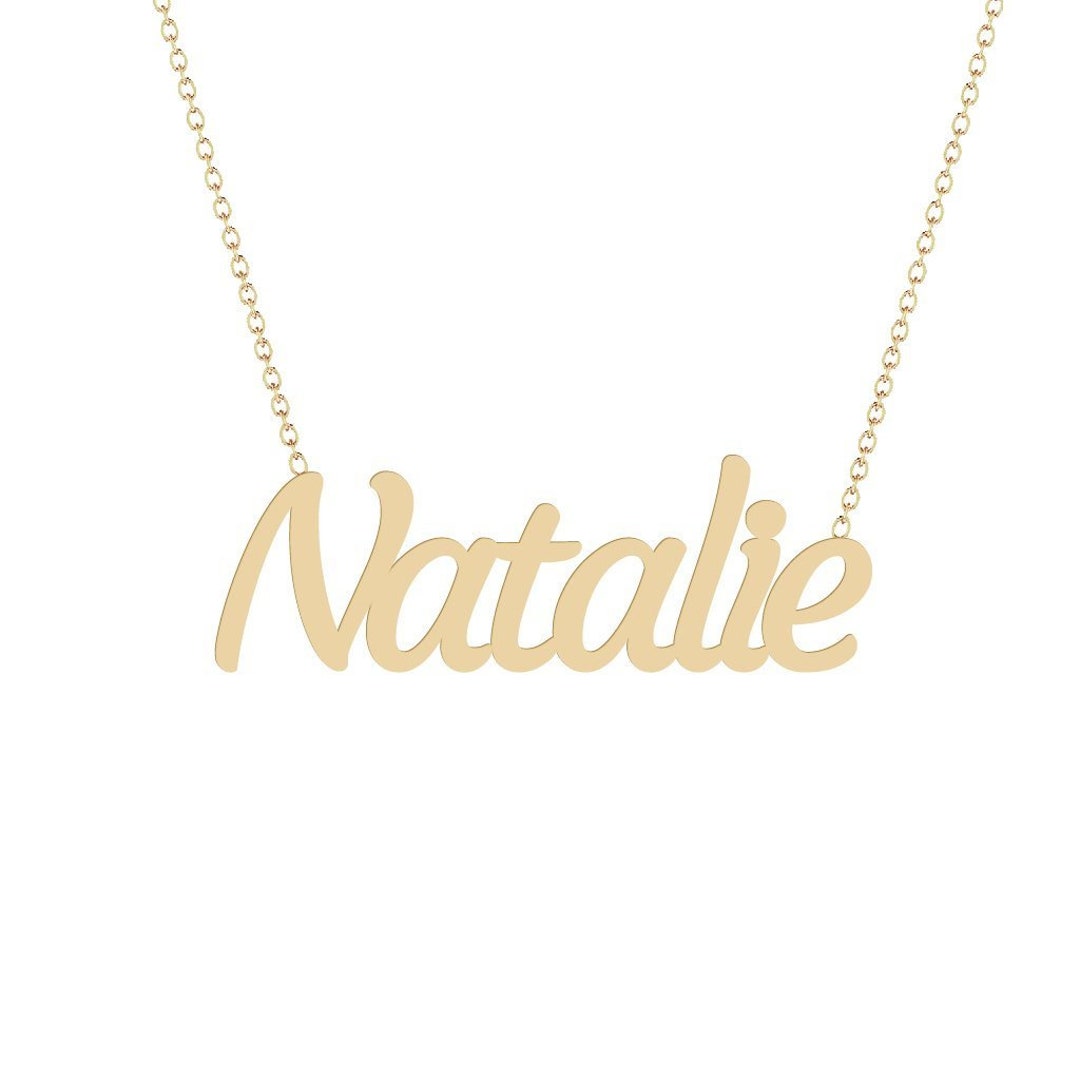 Natalie Name Necklace 14K Yellow Gold - 14K Rose Gold - 14K White Gold ...