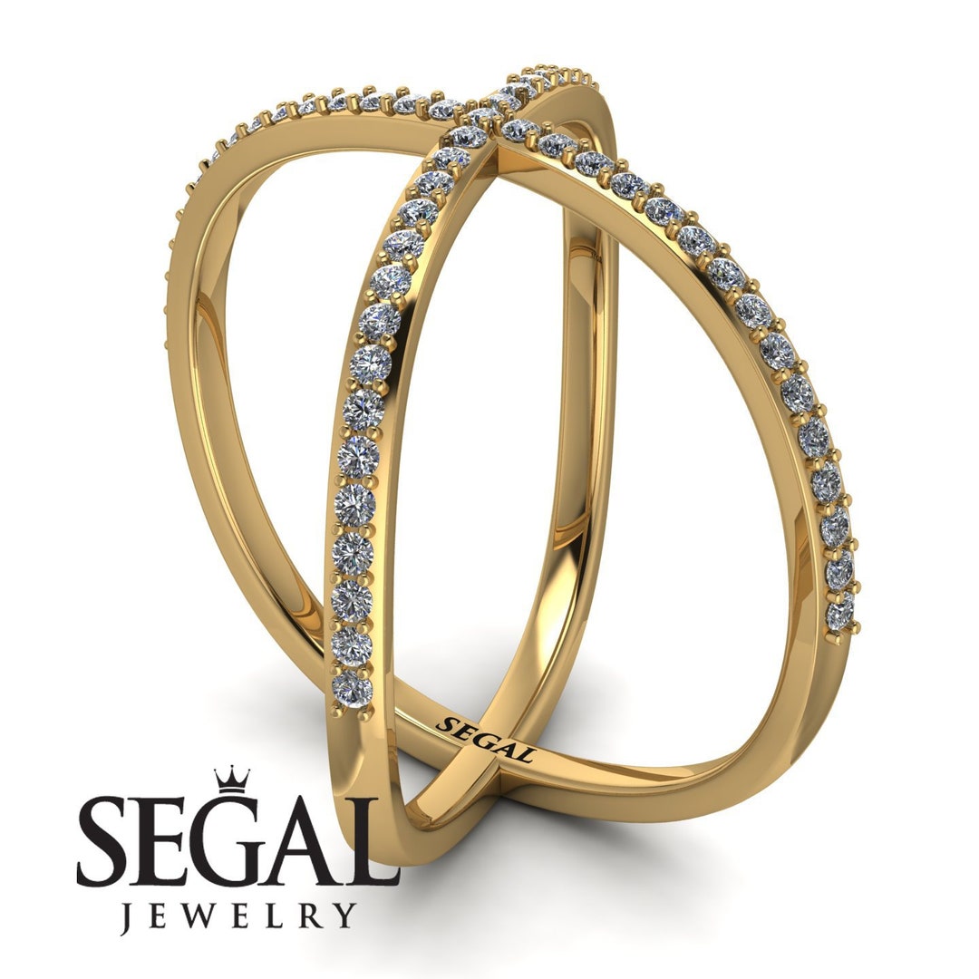 14K Yellow Gold X Shape Diamond Ring - Etsy