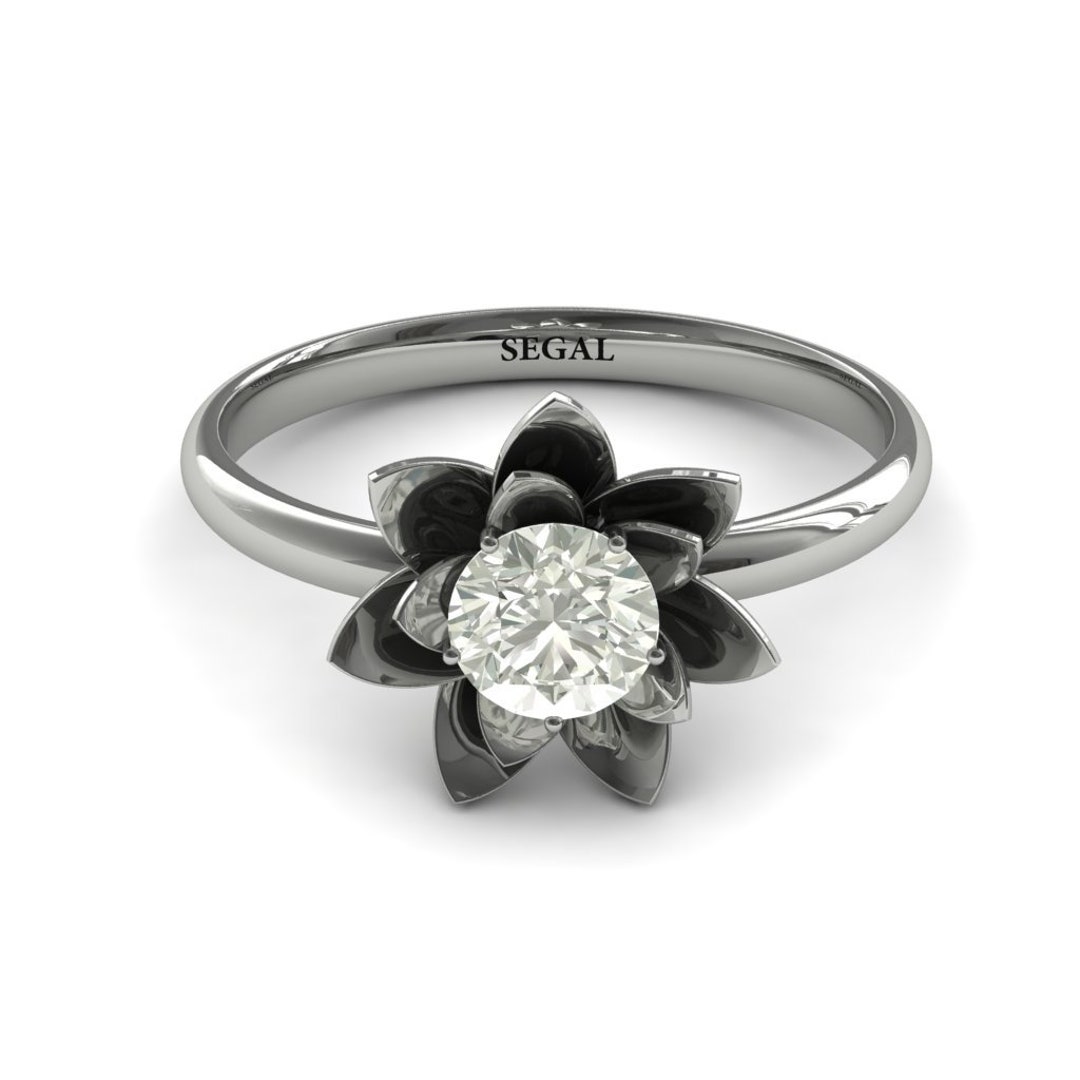 Solitaire Engagement Ring Solitaire Ring Lotus White Gold Flower Lotus ...