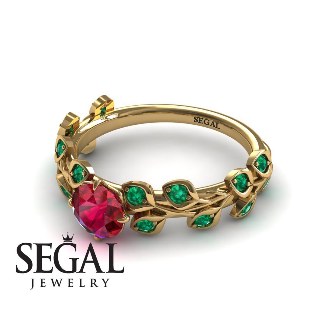 Leaf Engagement Ring Yellow Gold Branch Ring Antique Promise Ring for ...