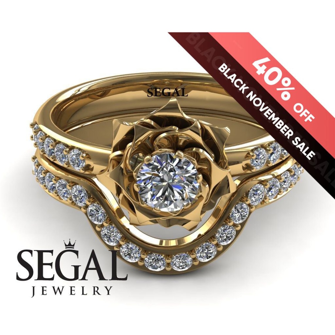 Bridal Set Rose Gold Bridal Rose Set Rose Engagement Ring - Etsy