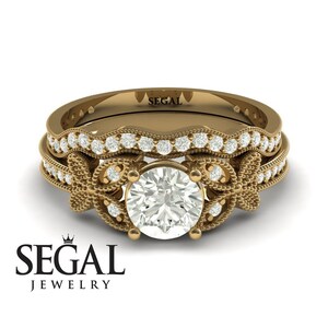 Butterfly Engagement Ring Butterfly Bridal Set Unique Engagement Ring ...