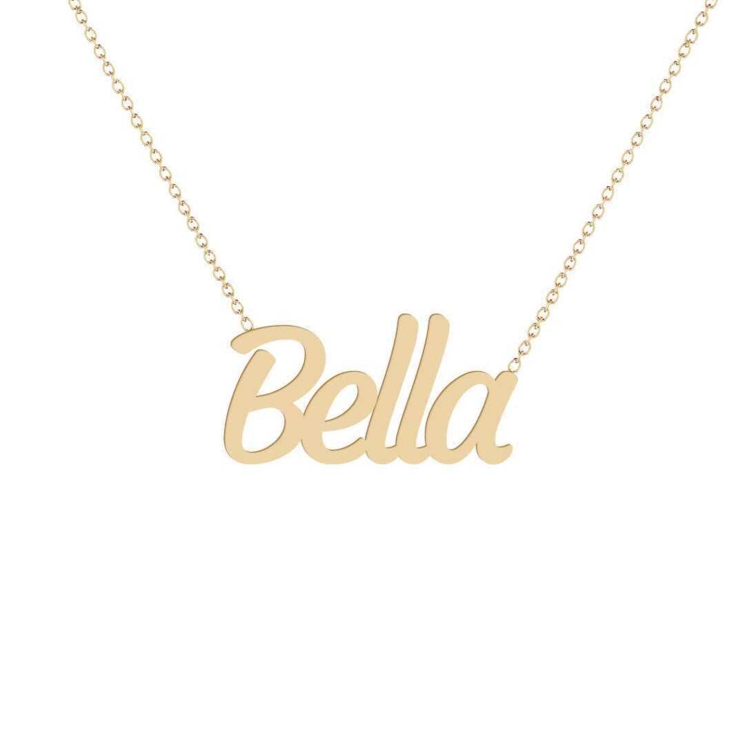 Bella Name Necklace 14K White Gold - 14K Rose Gold - 14K Yellow Gold ...