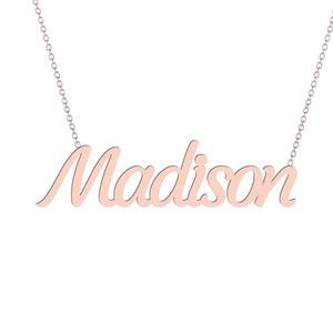 Madison Name Necklace 14K Yellow Gold - 14K Rose Gold - 14K White Gold - Madison - Etsy