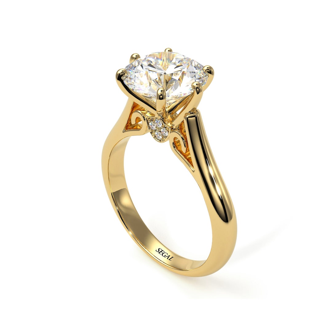 3ct Diamond Engagement Ring Gold 14K-18K Gold Ring 3 Carat Diamond ...