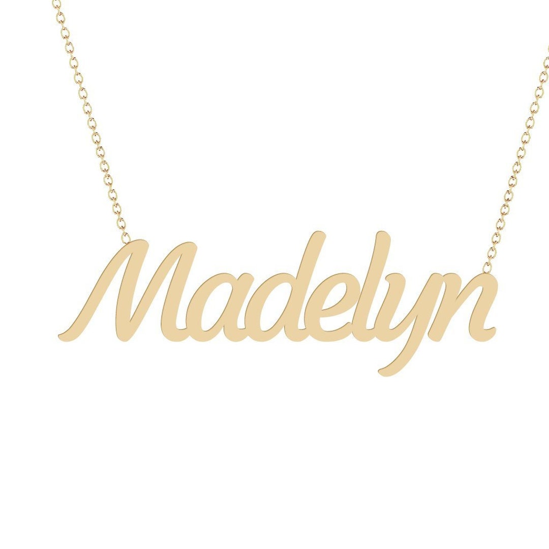 Madelyn Name Necklace 14K Yellow Gold - 14K Rose Gold - 14K White Gold ...
