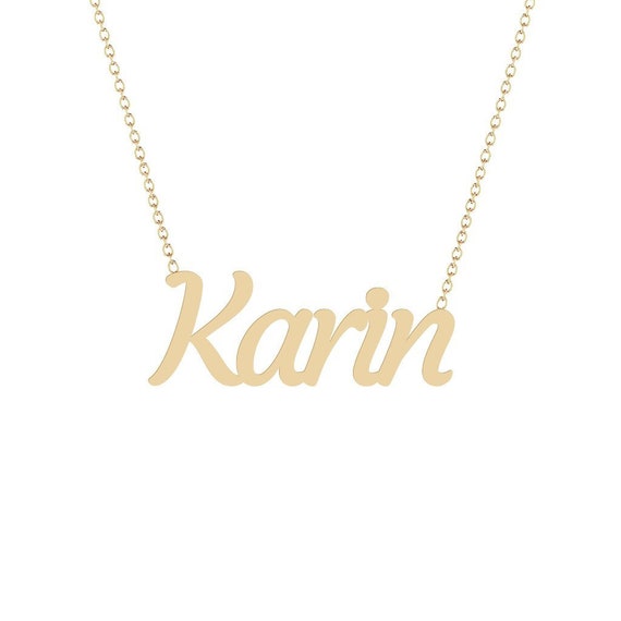 Karin Name Necklace Gold 14K Rose Gold 14K White Gold Karin - Etsy
