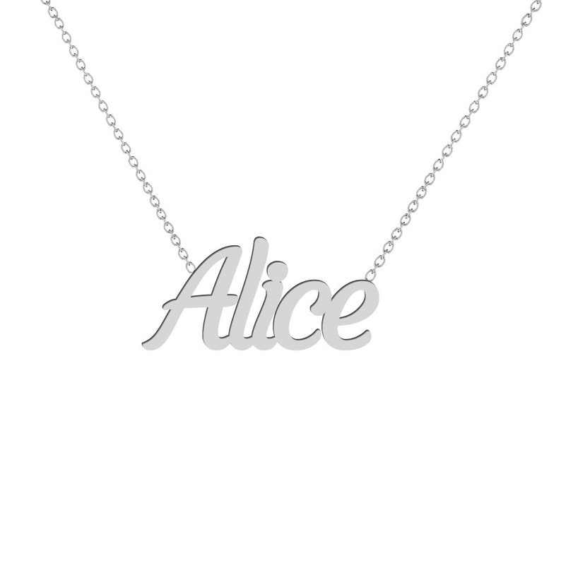 14K Gold Alice Name Necklace White Gold - Rose Gold - Yellow Gold Name ...