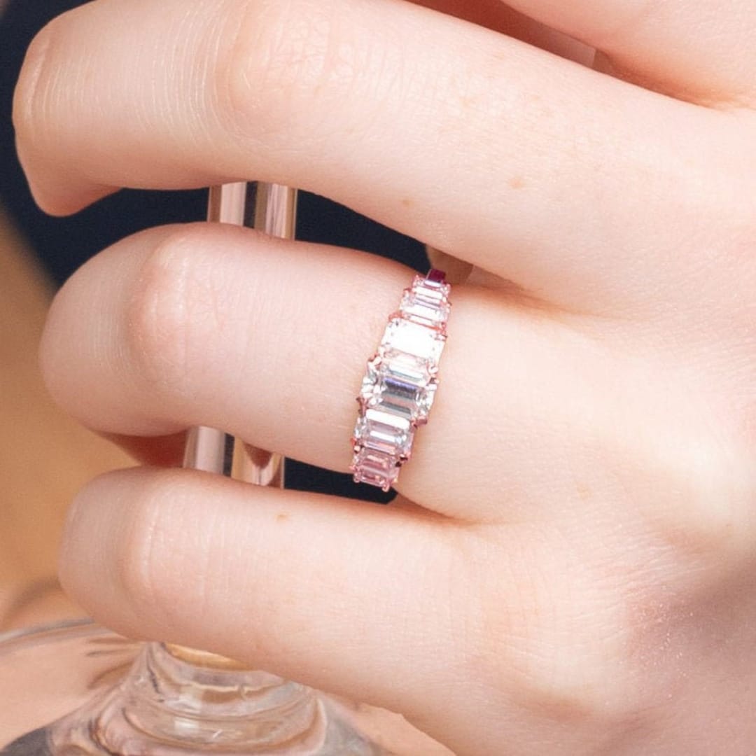 Emerald Cut Engagement Ring Rose Gold 14K-18K Rose Gold Ring Diamond ...