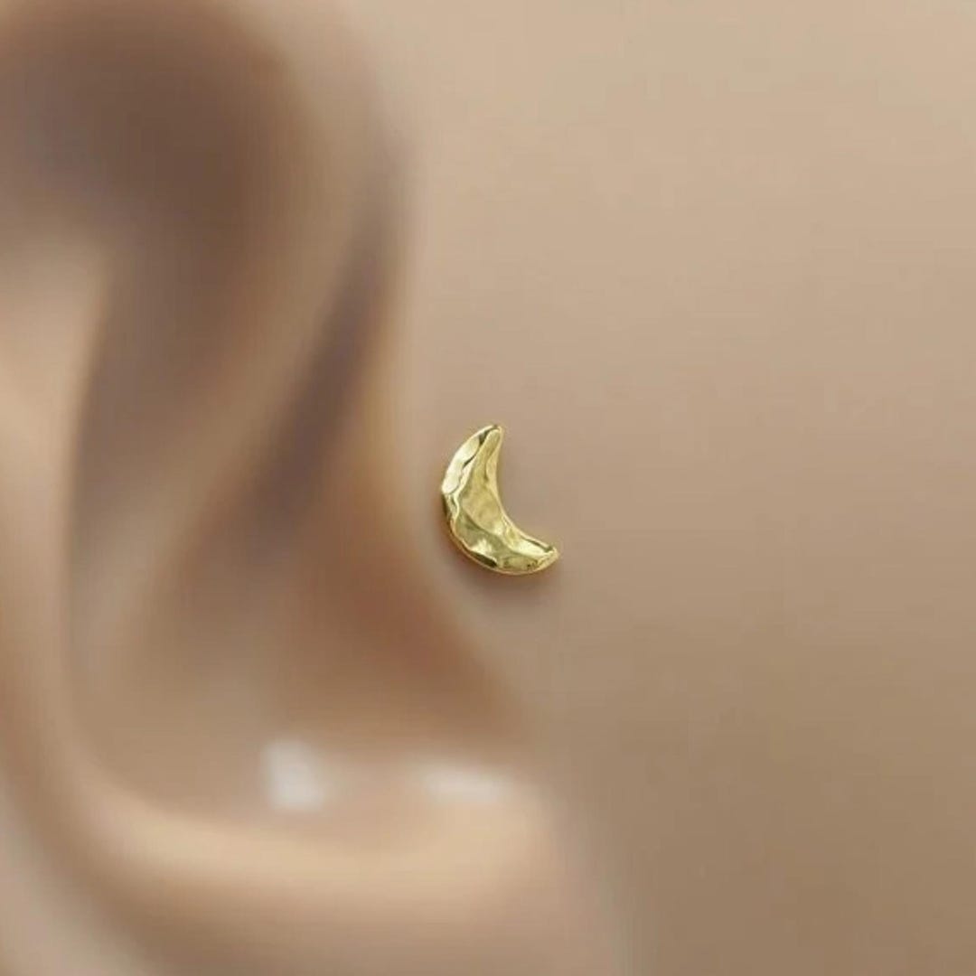 Moon Helix Stud - Moon Helix Earring - Helix 16 Gauge Stud - Cartilage ...