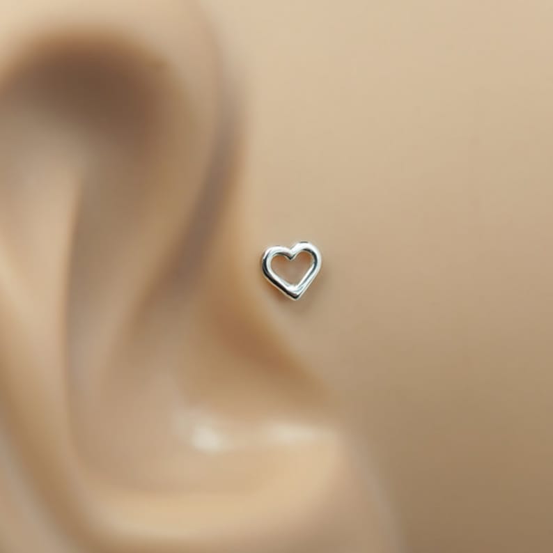 Heart Tragus Earring 16g Tragus Piercing Heart Helix Stud | Etsy