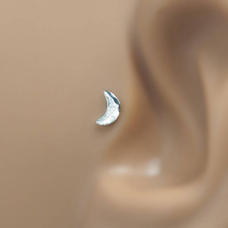 Moon Helix Stud Moon Helix Earring Helix 16 Gauge Stud - Etsy