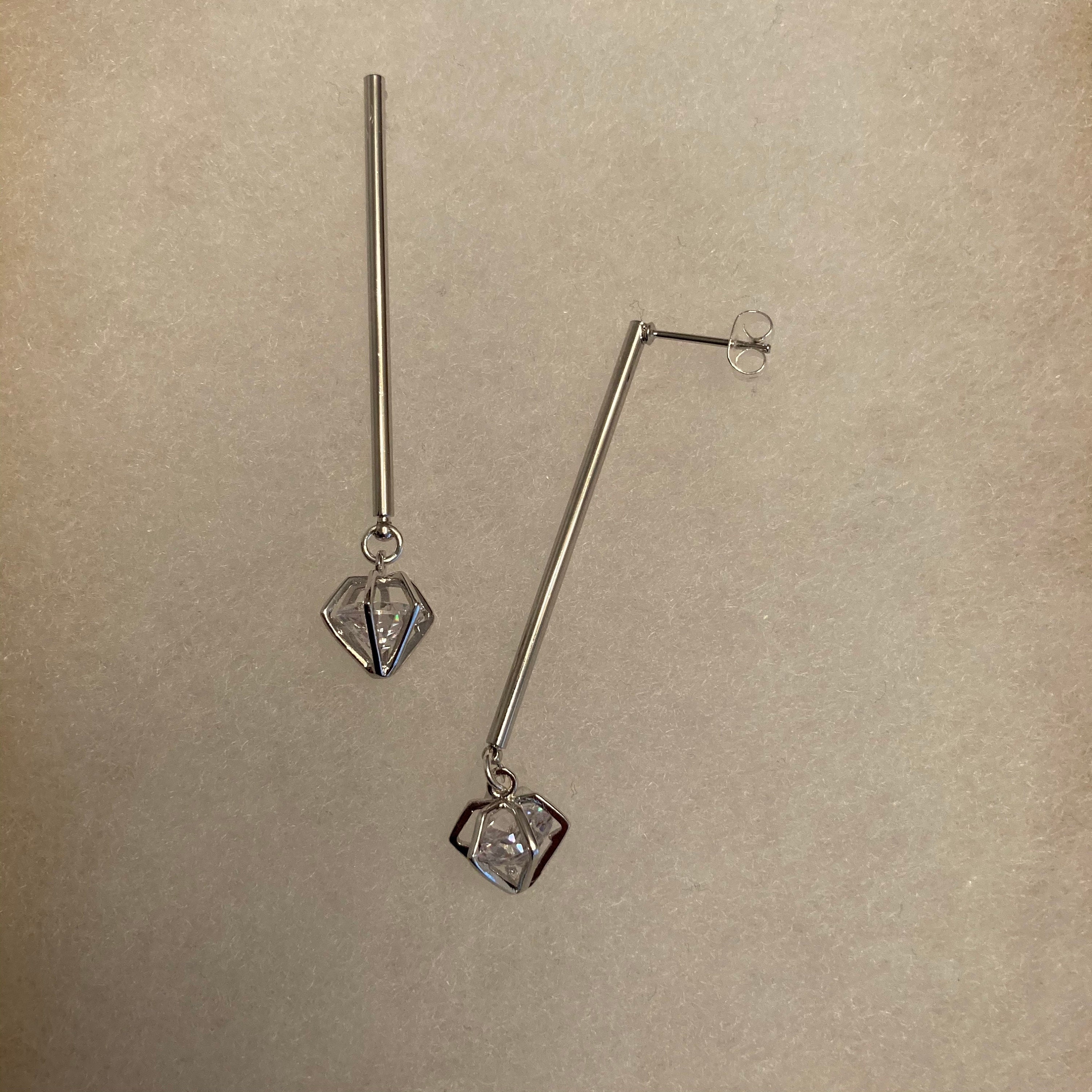 CZ Earrings: Diamonds on a Stick - Etsy UK