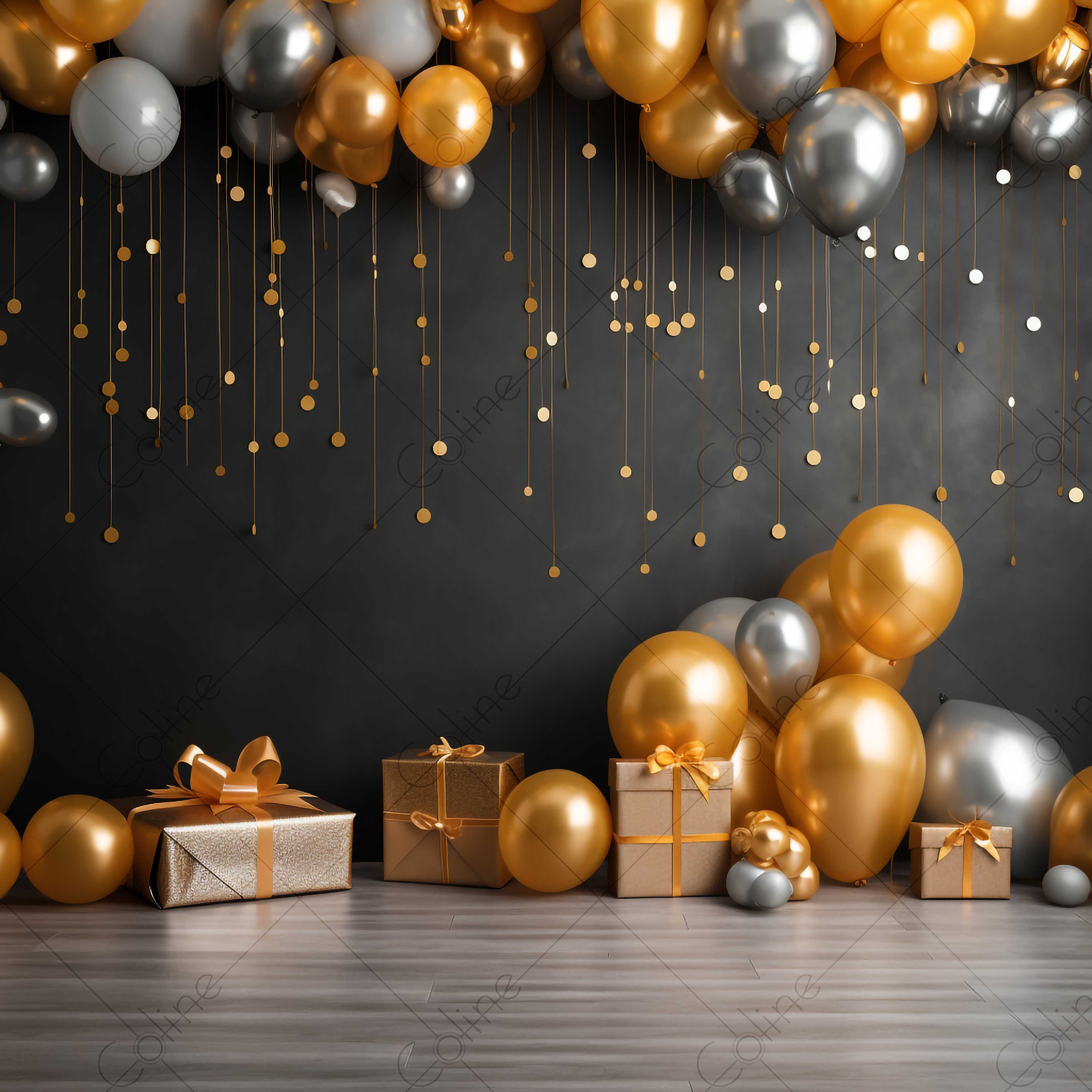 Party Gold Black Background, JPG Digital Background, Digital Backdrops ...