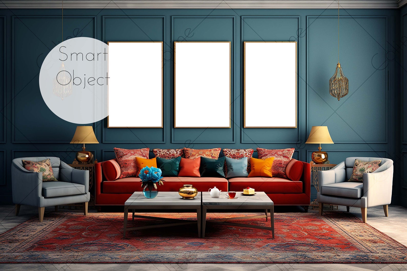 3 Frames Mockup Colorful Interior Mockup Modern Living Room - Etsy