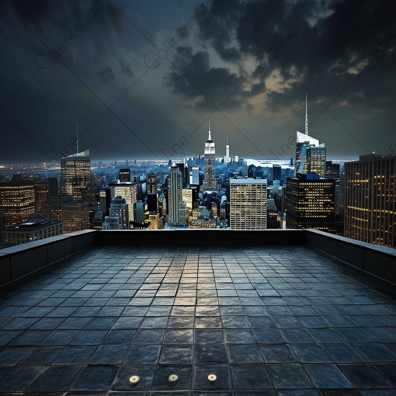 Roof Building City Backdrop, Roof Wedding Background, JPG Digital ...