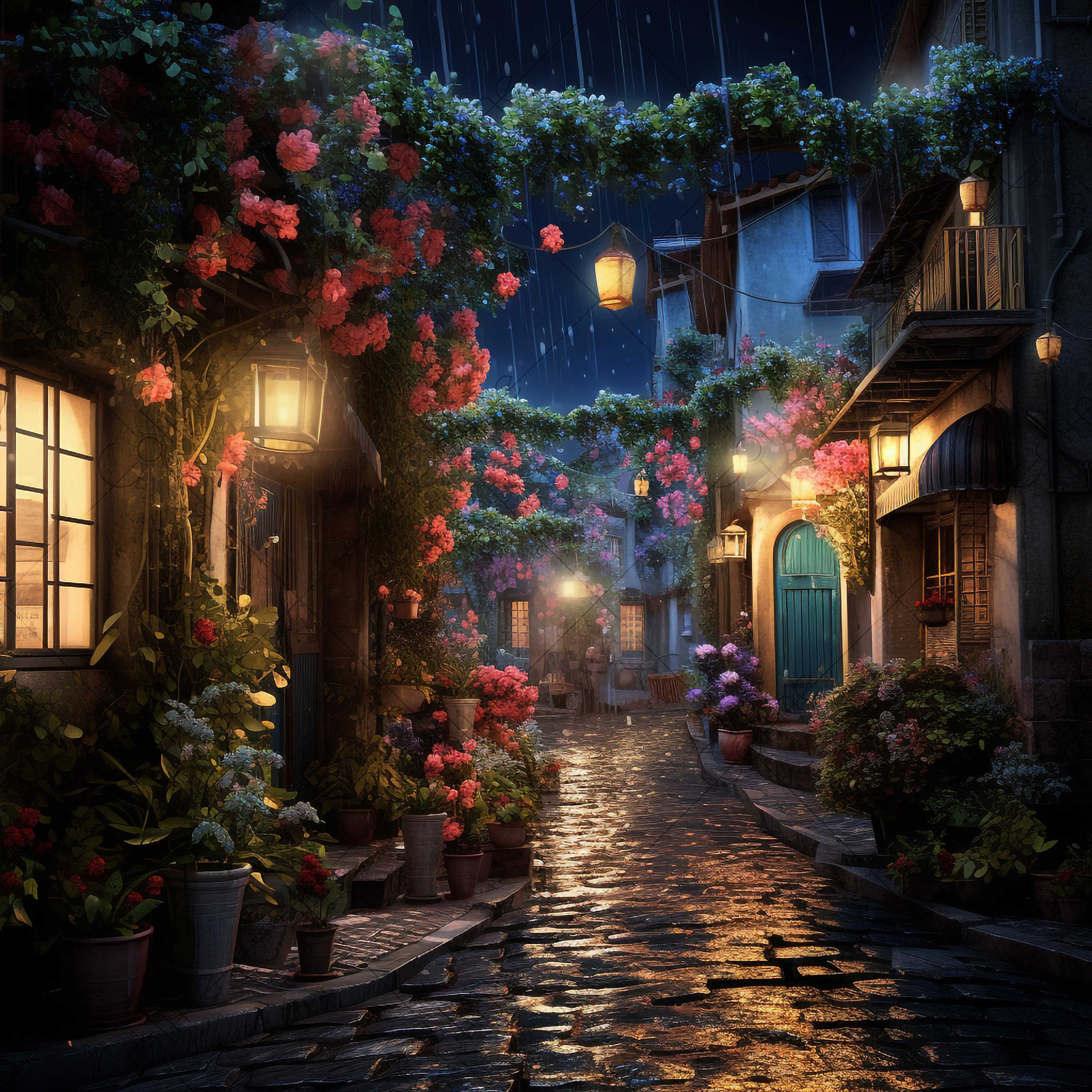 Romantic City Street Digital Backdrop, JPG Digital Background, Digital ...