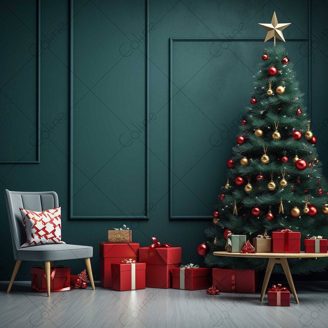 Christmas Green Red Backdrop, Christmas Tree Xmas Backdrop Background ...