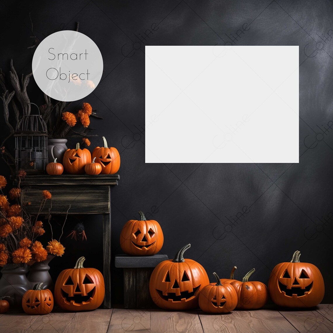 Smart Object Halloween Frame, Mockup With Smart Object, Halloween ...