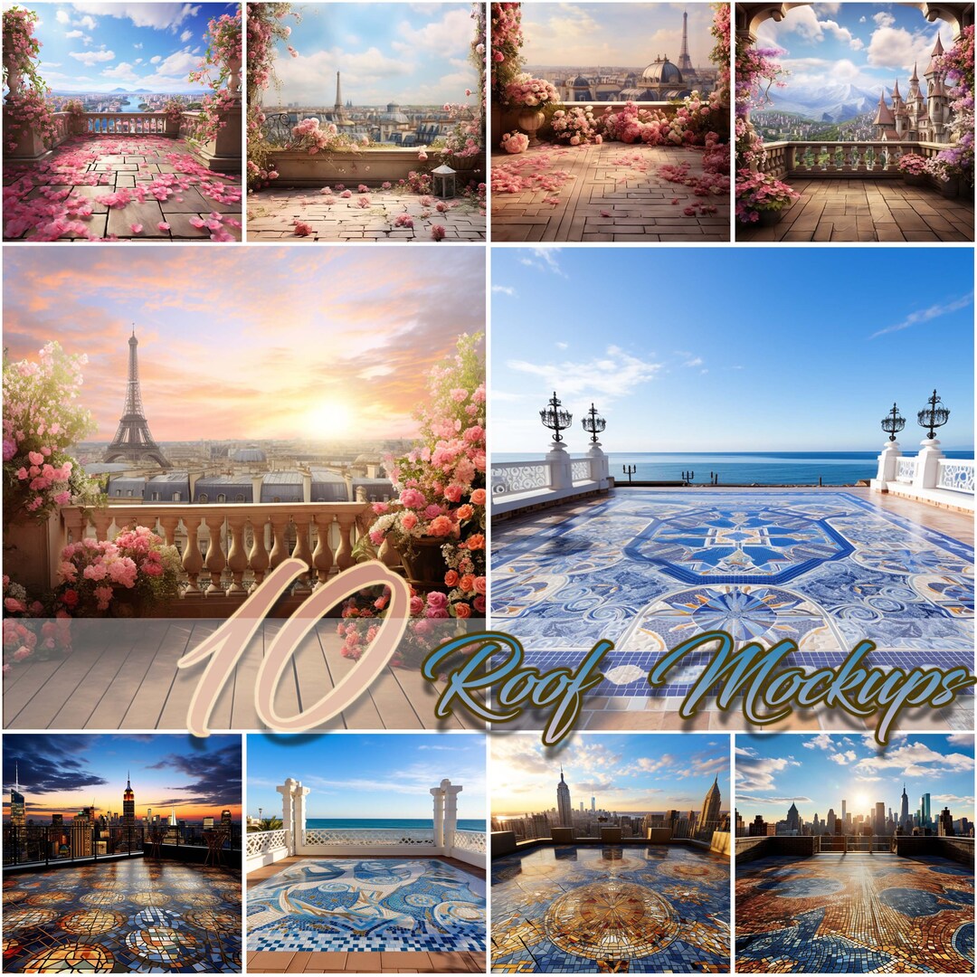 10 Roof Backdrops Bundle JPG Files, Mockup Background, JPG Digital ...