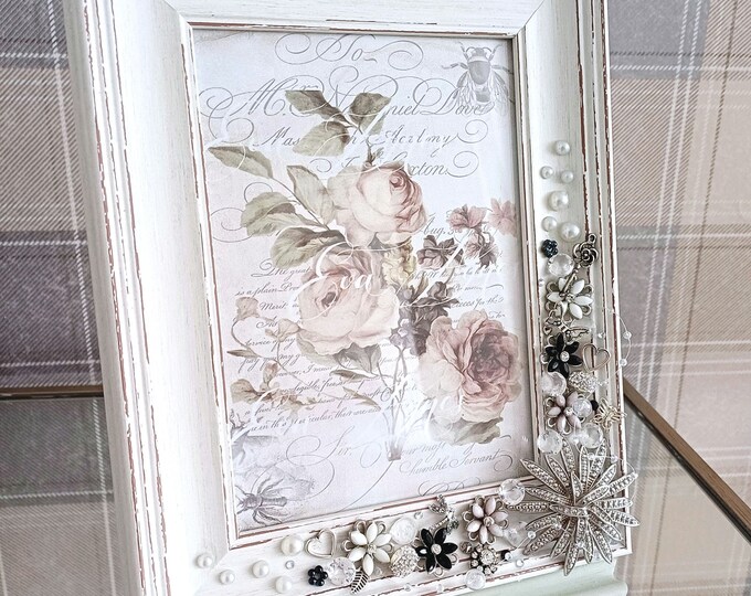 MAGICAL Vintage Jeweled Picture Frame OOAK Embellished and Encrusted ...
