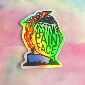 CHRONIC PAIN STICKER - Resting Pain Face Sticker, Die Cut Vinyl Sticker ...