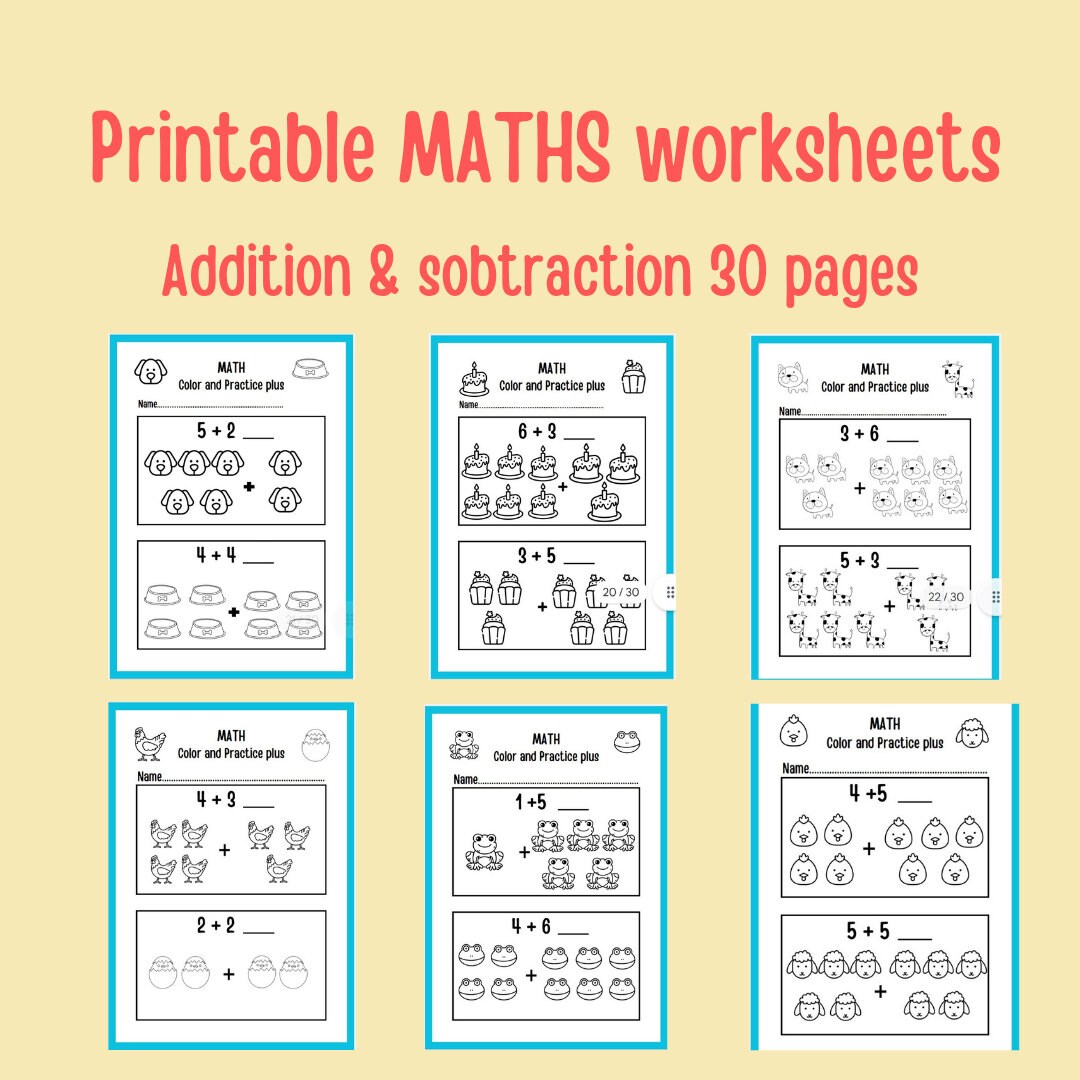 Printable Math Worksheets,addition and Subtraction Activities, Numbers ...