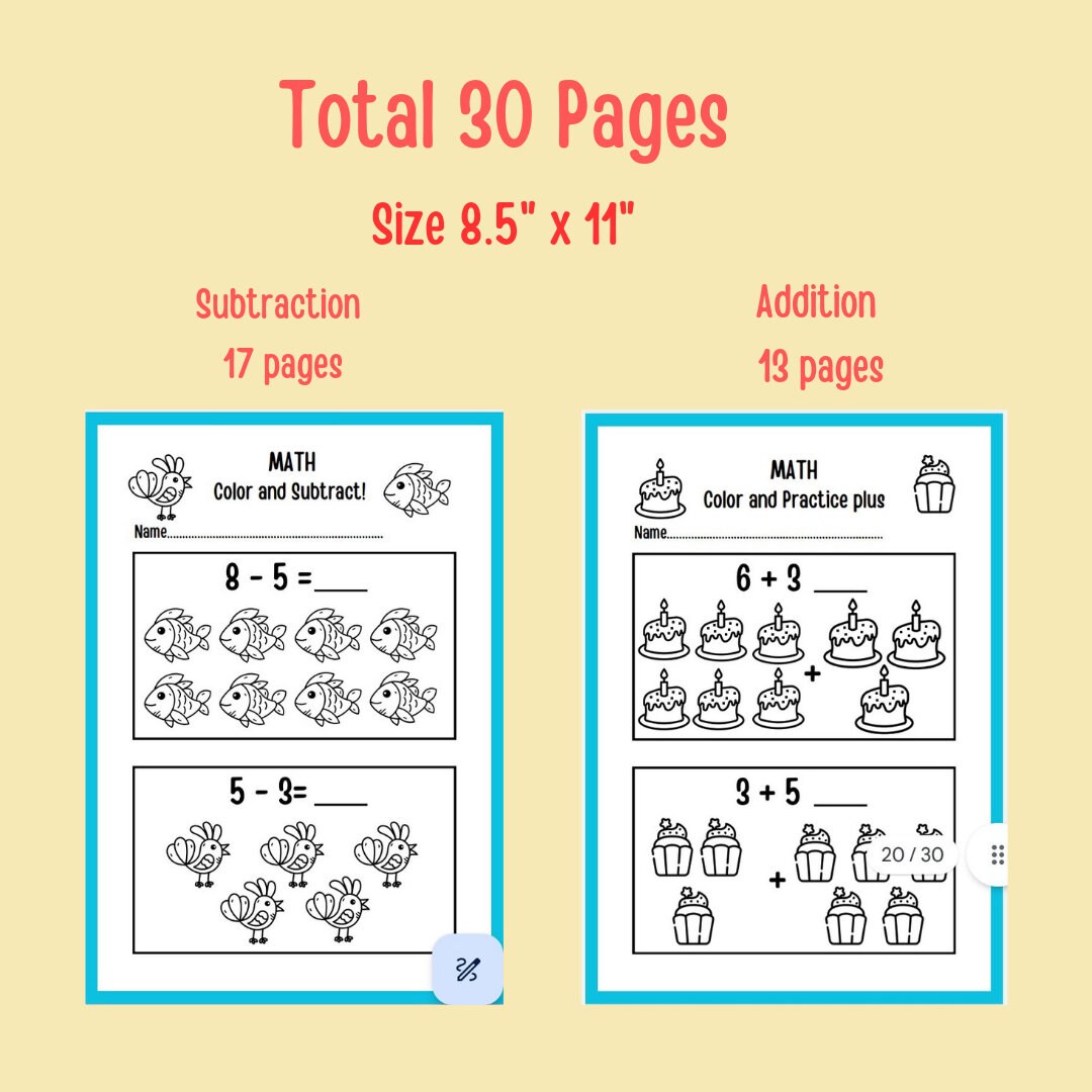 Printable Math Worksheets,addition and Subtraction Activities, Numbers ...