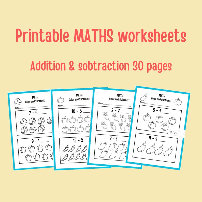 Printable Math Worksheets,addition and Subtraction Activities, Numbers ...