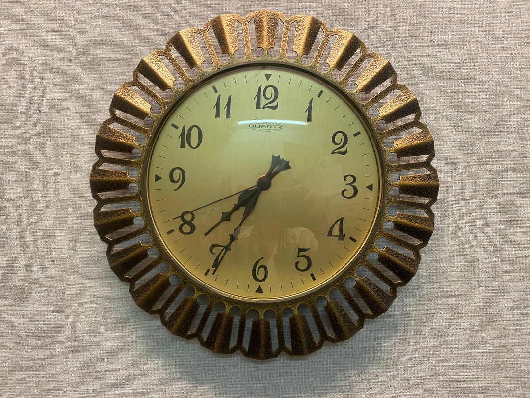 Vintage Richter Quartz 50s Midcentury Sun Wall Clock Sputnik Brass - Etsy
