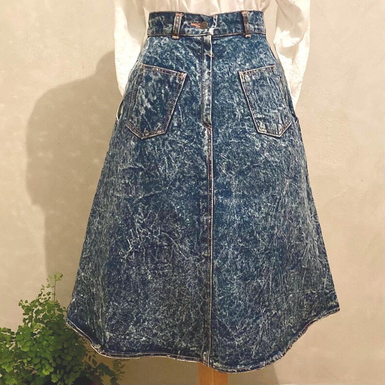 1980’s ‘lyonette’ Acid Wash Denim Skirt | Denim A- Line Skirt | Size Au ...