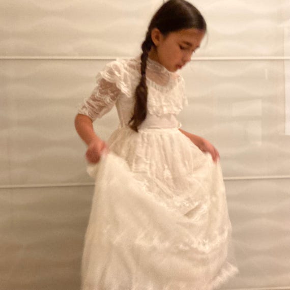 Vintage White Lace Prairie Princess Dress | Bridal Fl… - Gem