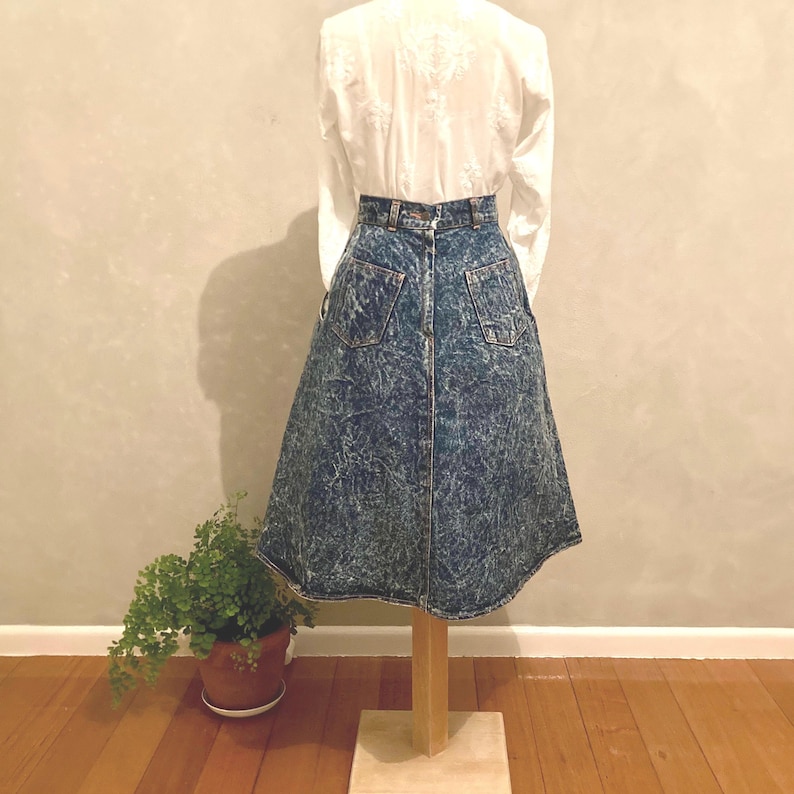 1980’s ‘lyonette’ Acid Wash Denim Skirt | Denim A- Line Skirt | Size Au ...