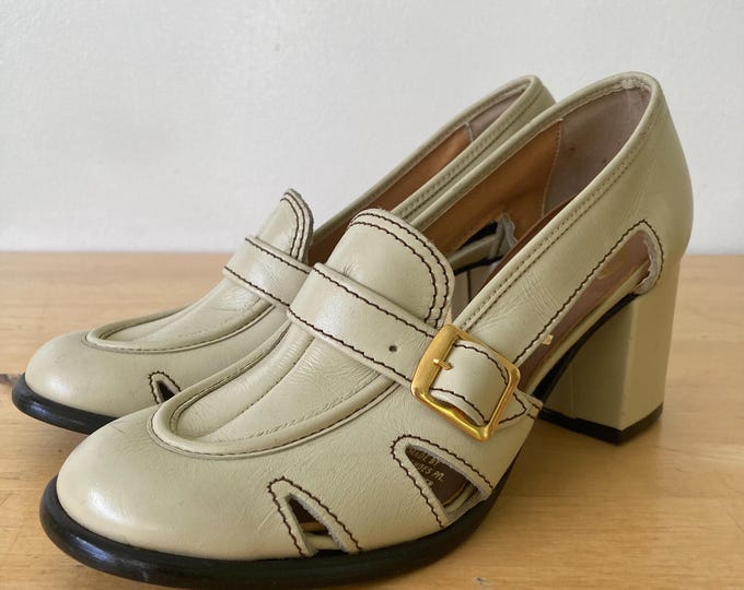 Vintage 1970s FAITH Square Front Pump Shoes, Rectangular High Heels ...