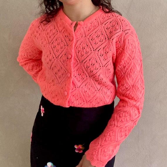 1960’s ‘British Vogue’ Neon Pink Cardigan - Gem