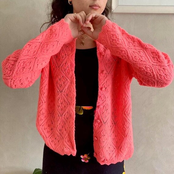 1960’s ‘British Vogue’ Neon Pink Cardigan - Gem