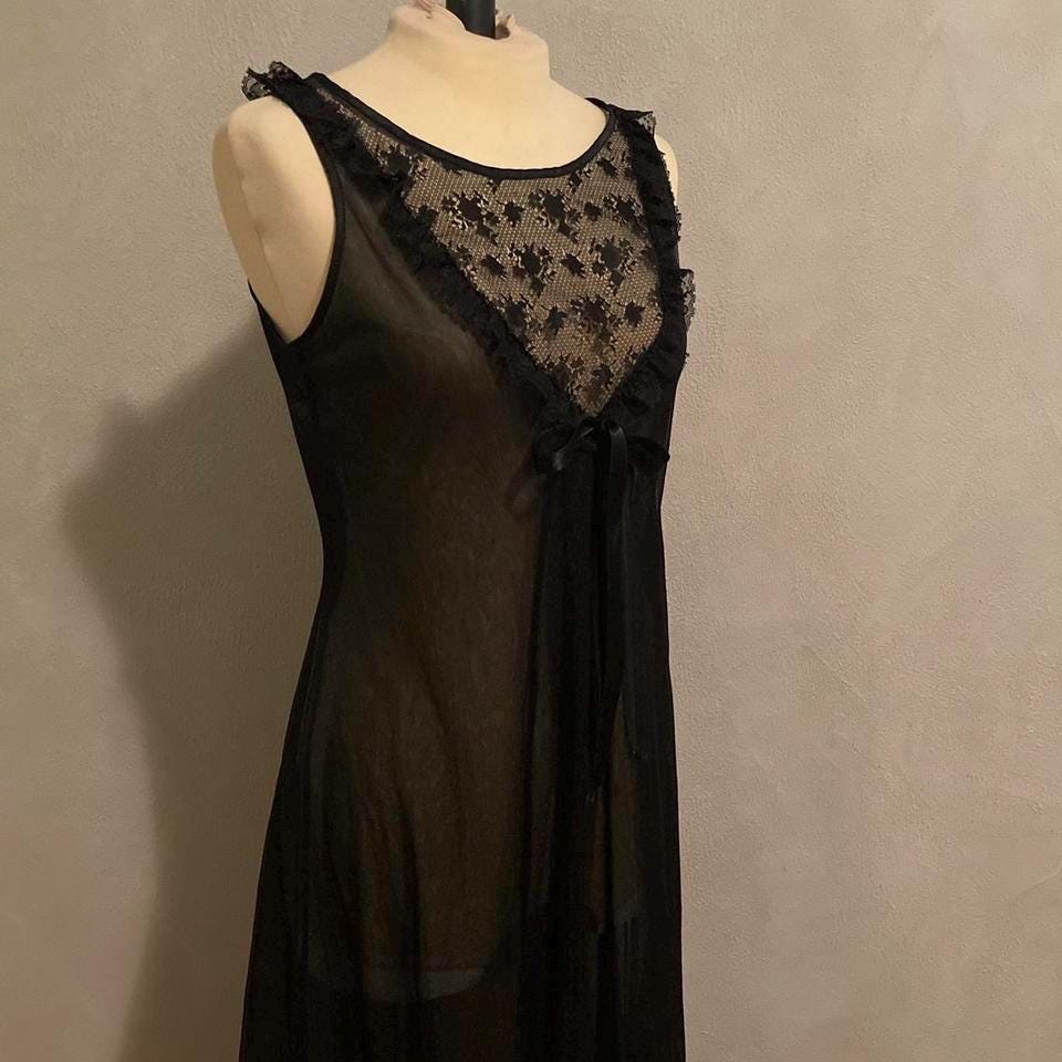 Vintage Black Sheer Maxi Negligee/ Dress. - Etsy Australia