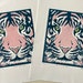 Flint Pink Tiger-animals-jungle-linocut-original - Etsy