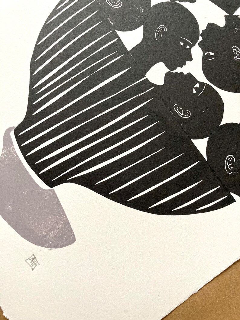 Fruit Bowl-abstract-linocut-original - Etsy