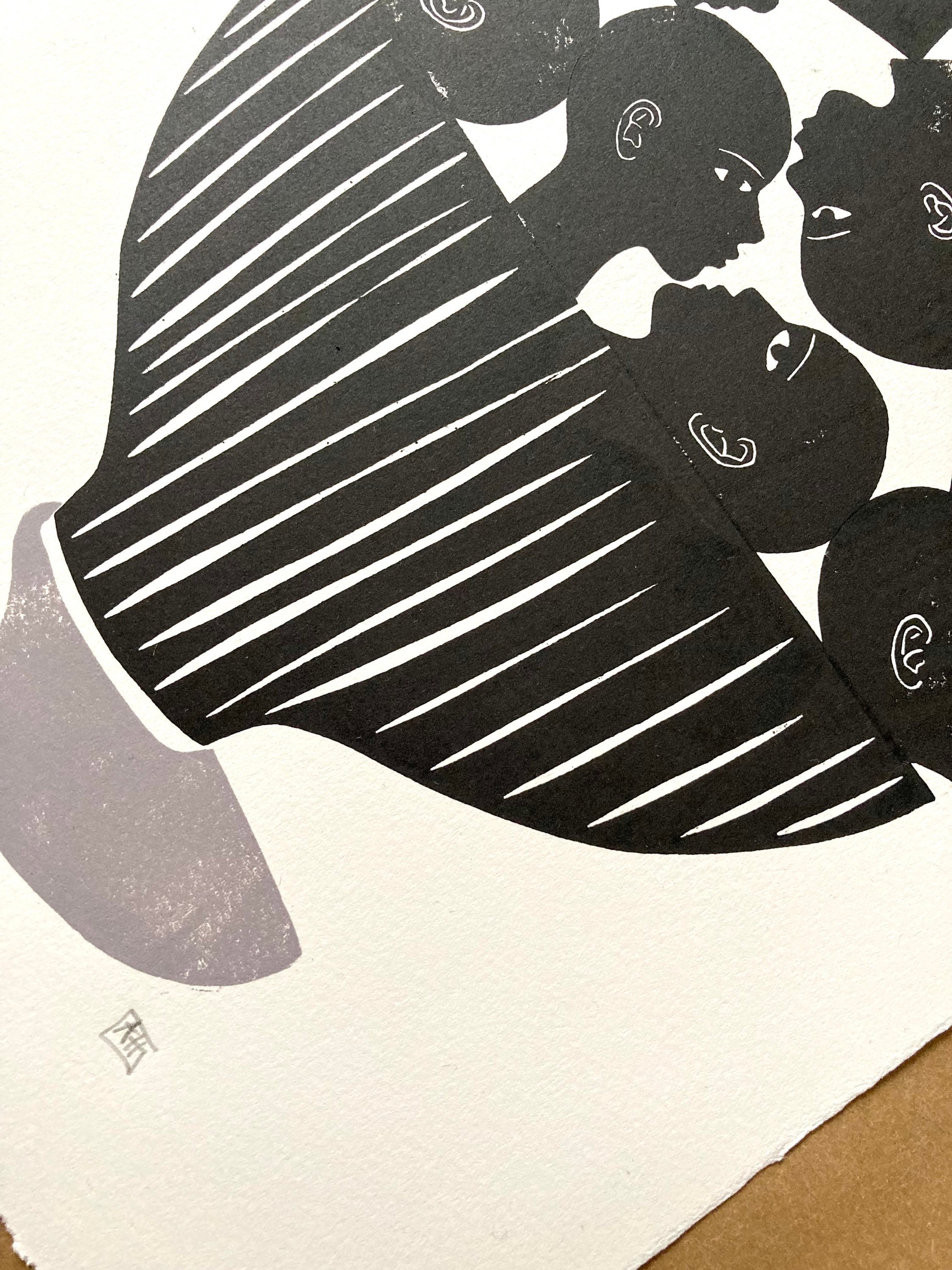 Fruit Bowl-abstract-linocut-original - Etsy