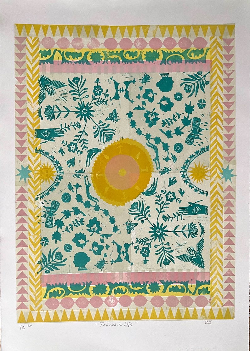 Patterns in Life-abstract-linocut-oroginal-handmade - Etsy