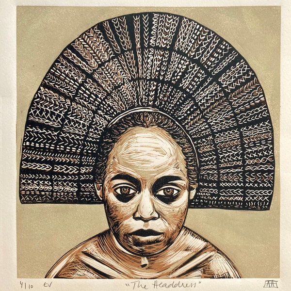 Linocut Portrait - Etsy