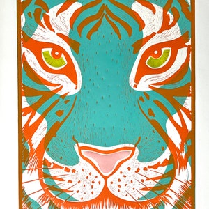 Summer Striped Tiger-animals-jungle-linocut-original - Etsy