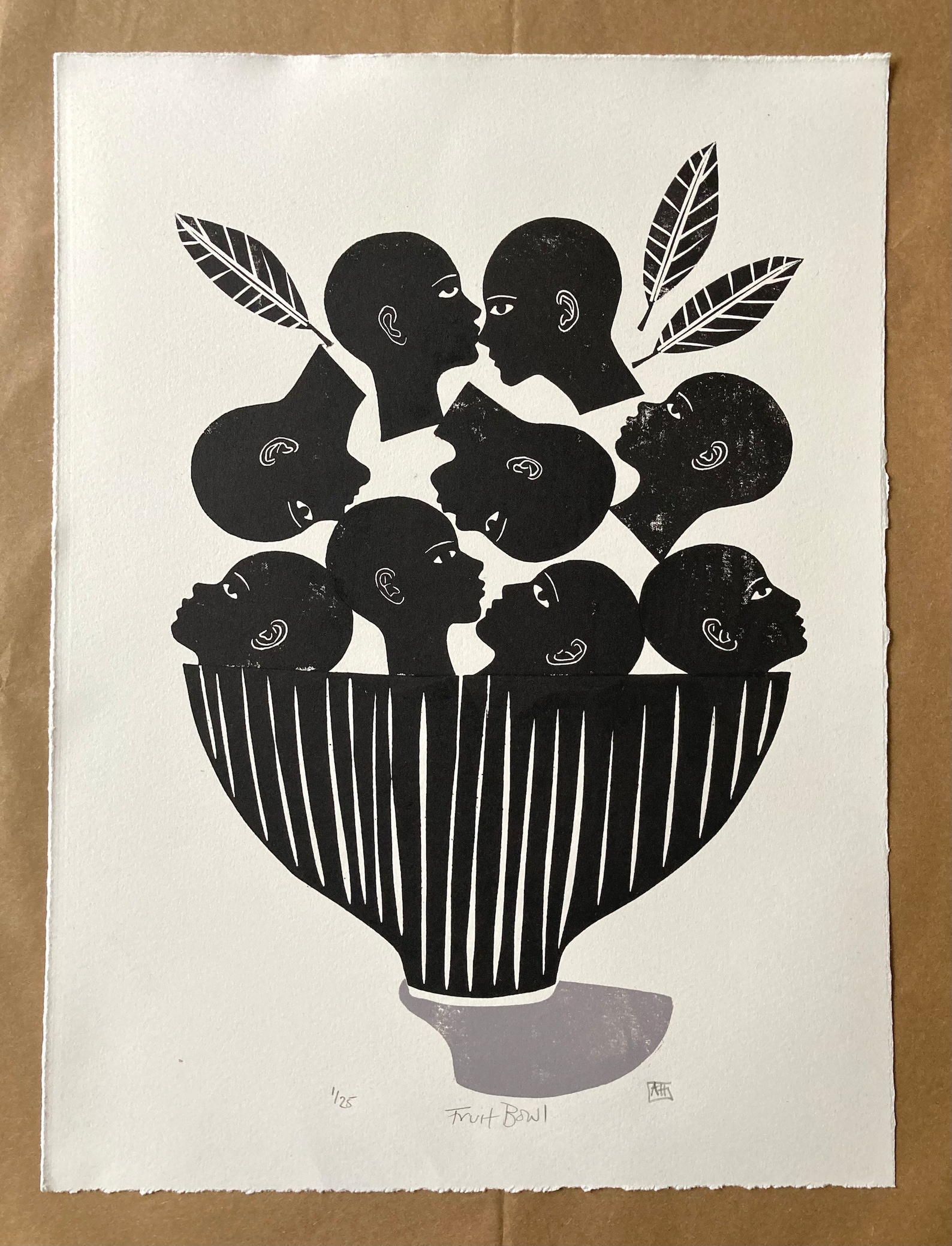 Fruit Bowl-abstract-linocut-original - Etsy