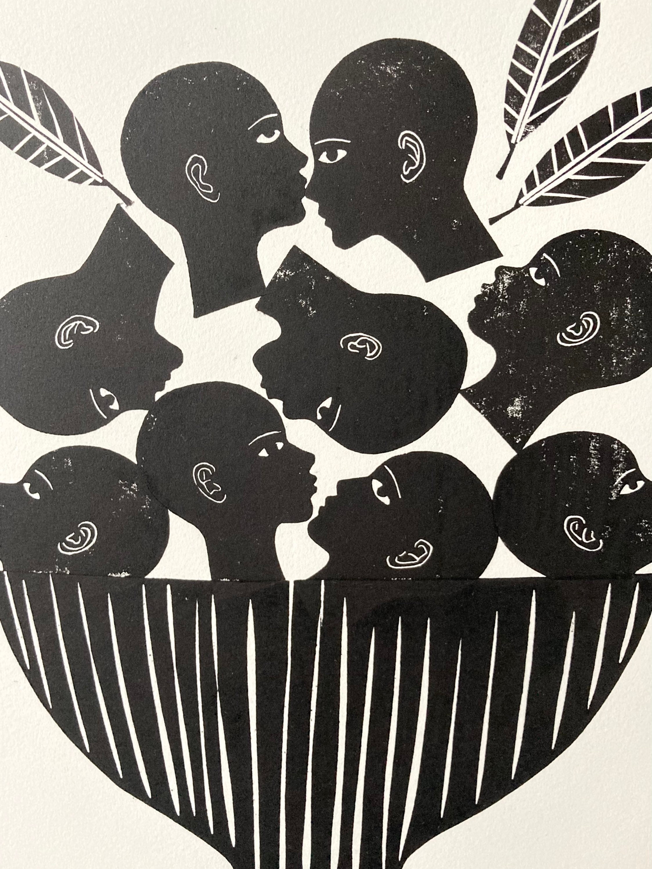 Fruit Bowl-abstract-linocut-original - Etsy