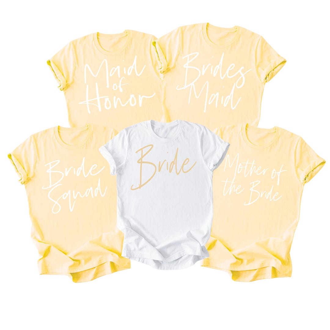 Butter Yellow Bridesmaid Shirts, Yellow Bridal Party Shirt, Bridesmaid ...